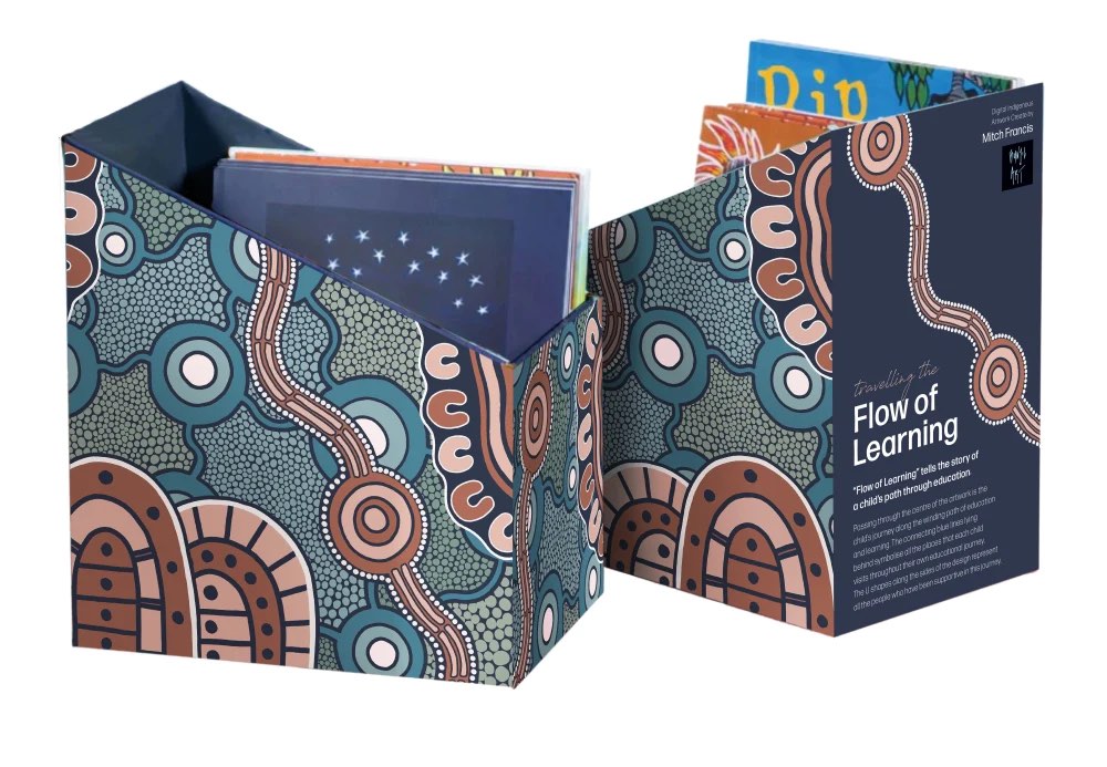 Book Storage Boxes - Australian Indigenous Patterns – Set of 5 – Edu-21