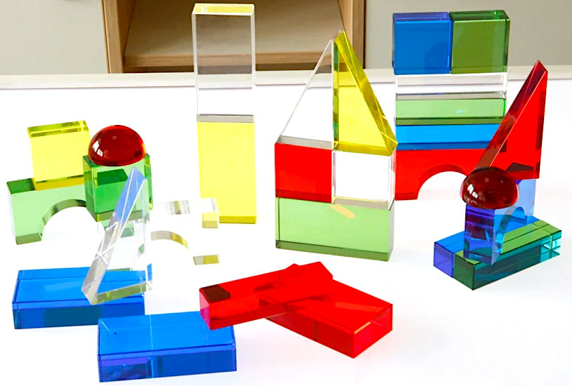 Acrylic Block Set – 28 Piece Geometry & STEM Learning Kit – Edu-21